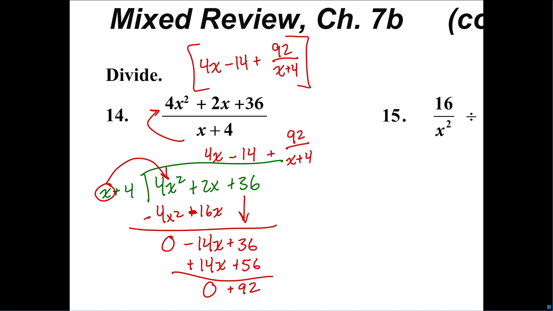 Algebra Mixed Review, Ch. 7b, #14 on Vimeo