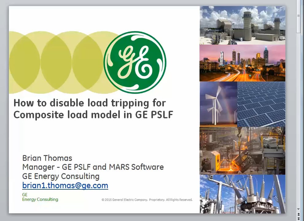 GE PSLF Webinars and Instructional Videos - How to Disable Protection in Composite Load Model in ...