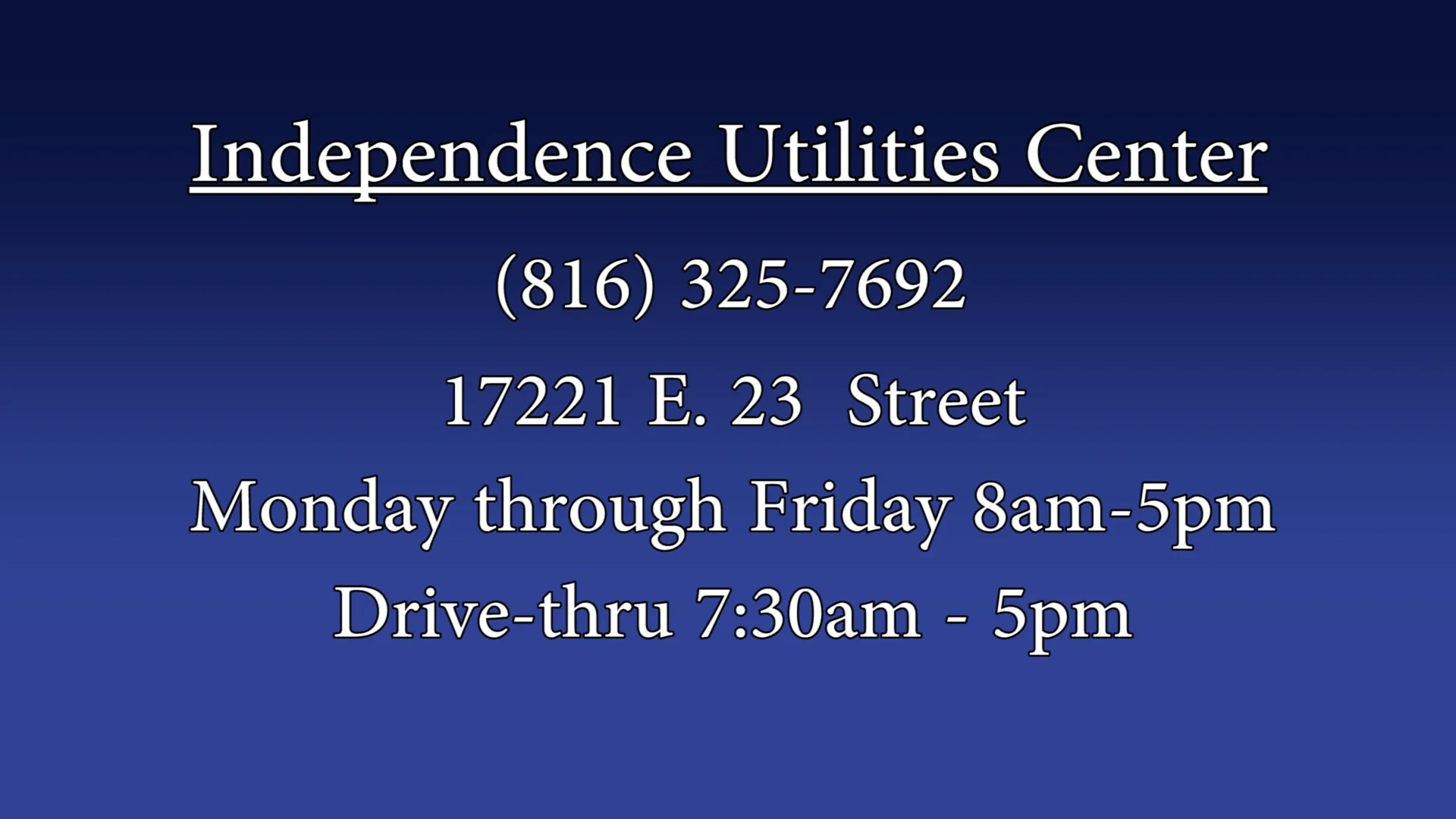 Independence Utilities Payment Relocation 2016 on Vimeo