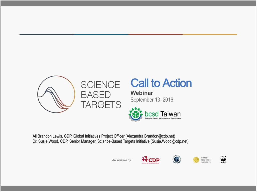 Commit to Action-BCSD Taiwan Webinar: Science-Based Targets Initiative ...