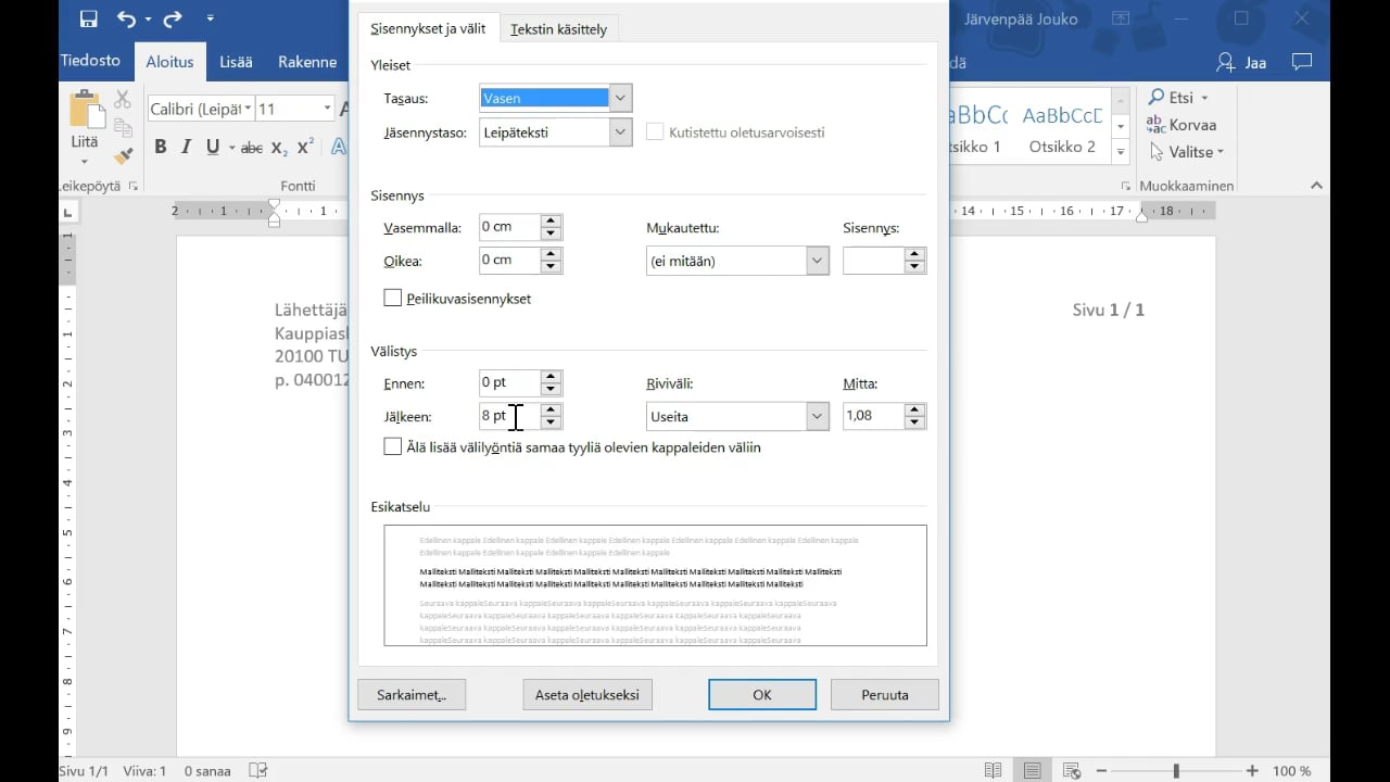 Vakioasettelu on Vimeo