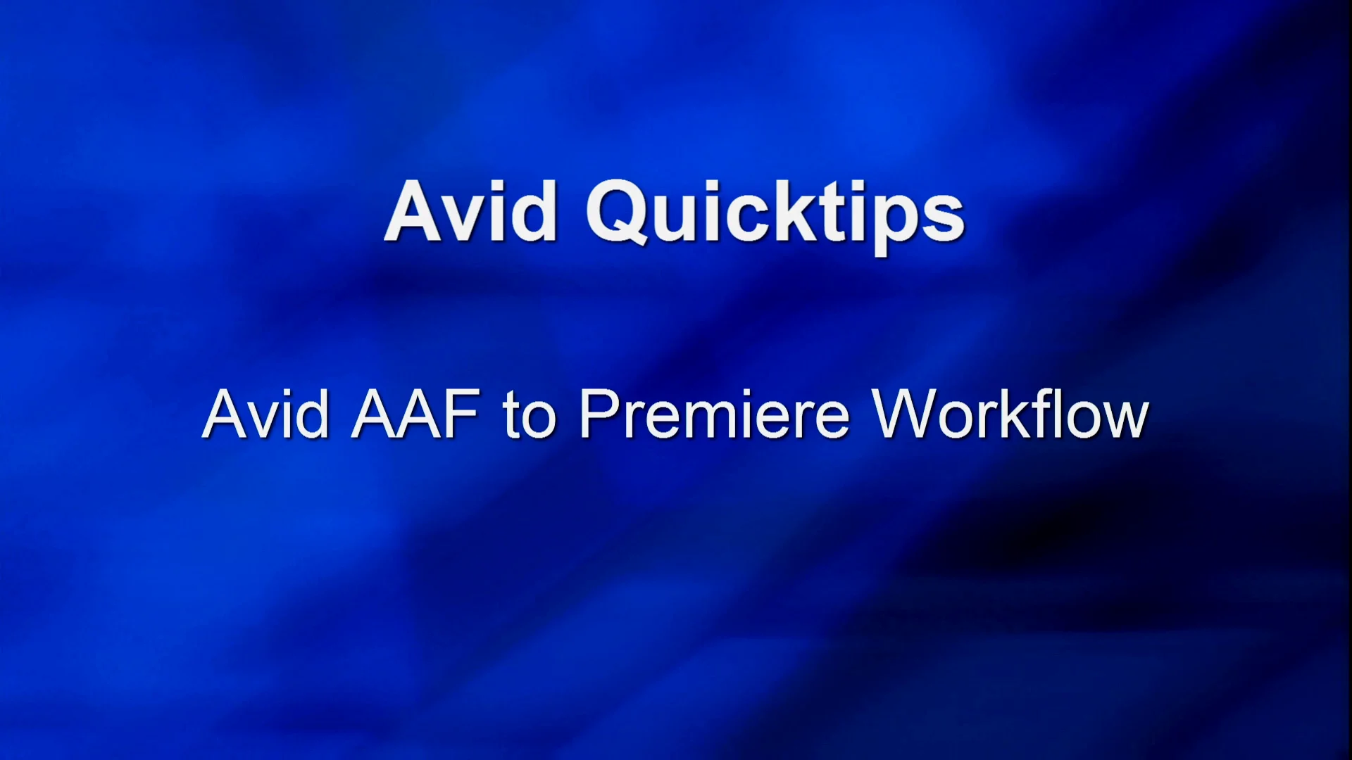 Avid AAF to Premiere Workflow on Vimeo