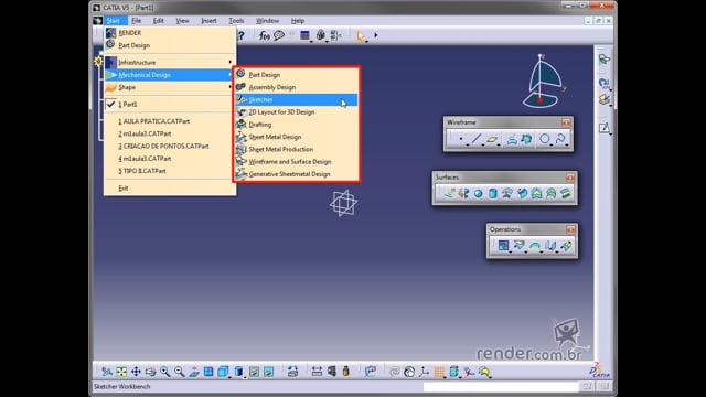 Curso CATIA V5 Wireframe e Superfícies | Render Cursos Online