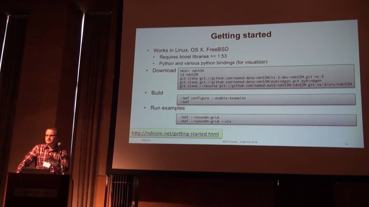 NDN Tutorial @ACM ICN 2016 [6/8] "Developing Simple Simulations with ndnSIM" on Vimeo