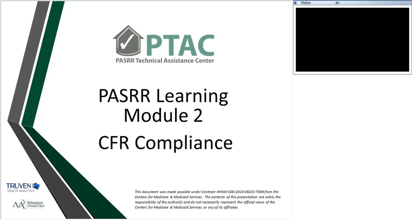 PASRR Learning Module 2: CFR Compliance
