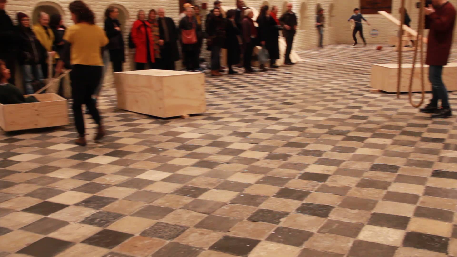 Simone Forti, 'Rollers & Huddle' (1961) at Vleeshal Markt, Middelburg ...