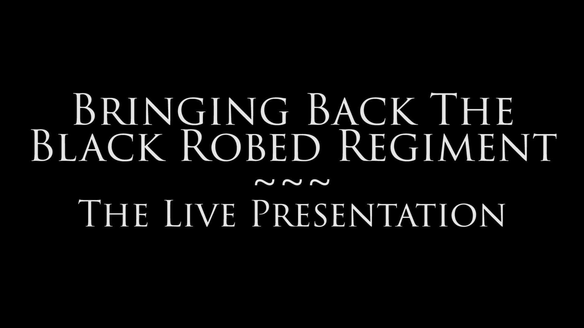 Bringing Back the Black Robed Regiment (Live Promo) on Vimeo