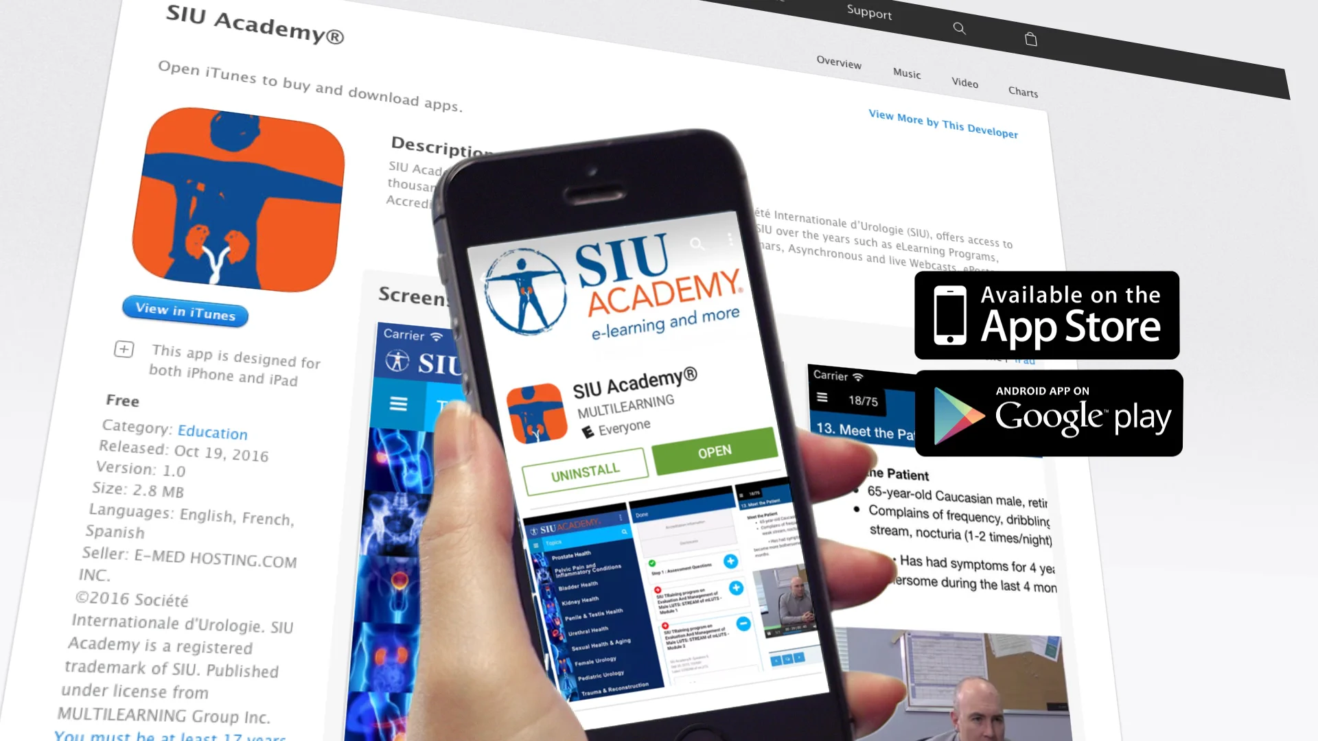 SIU Academy® App for iOS iPhone/iPad and Android devices