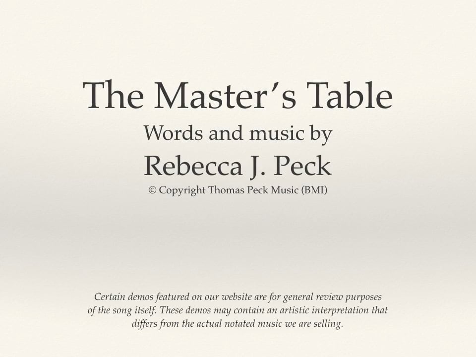 The Master's Table - demo.mov on Vimeo