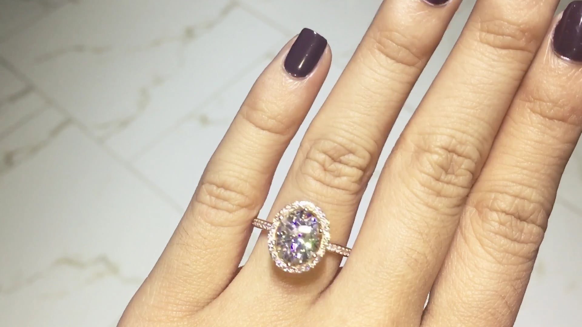 Elizabeth Charles & Colvard 9x7mm Oval Forever ONE Moissanite Antique ...