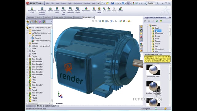 Curso SolidWorks 2010 Renderização com PhotoWorks | Render Cursos Online