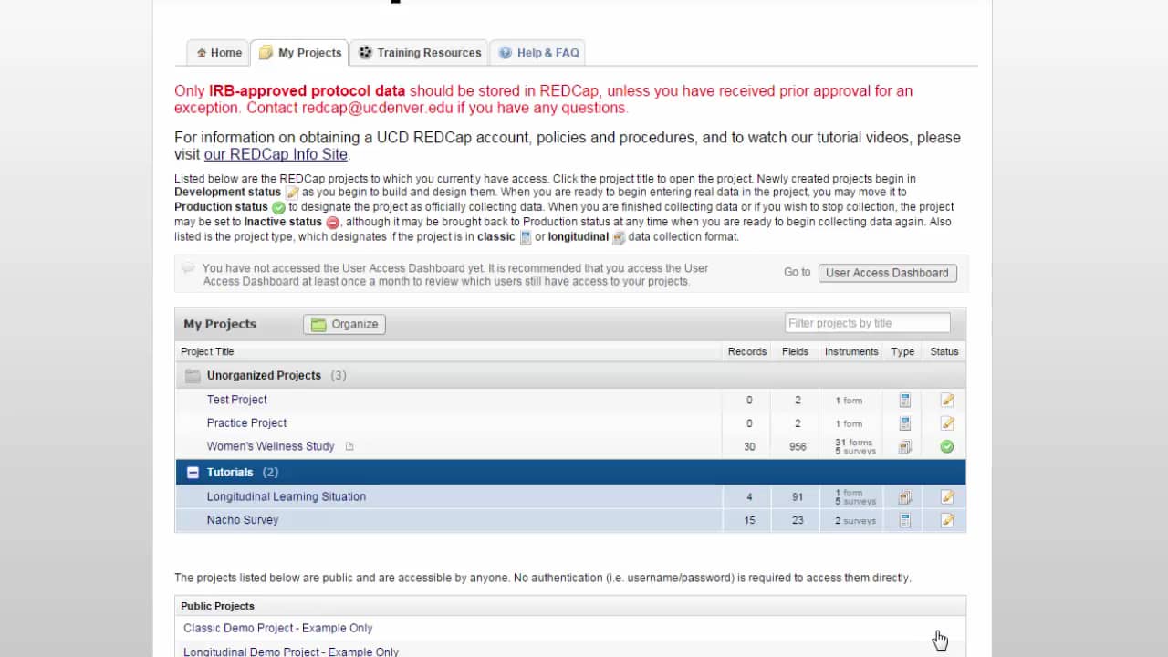 2-REDCap Login and Project Creation on Vimeo