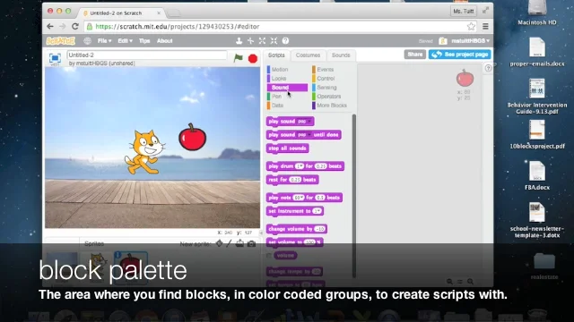 Scratch Vocabulary: Stage, Scripts Area, Block Palette on Vimeo
