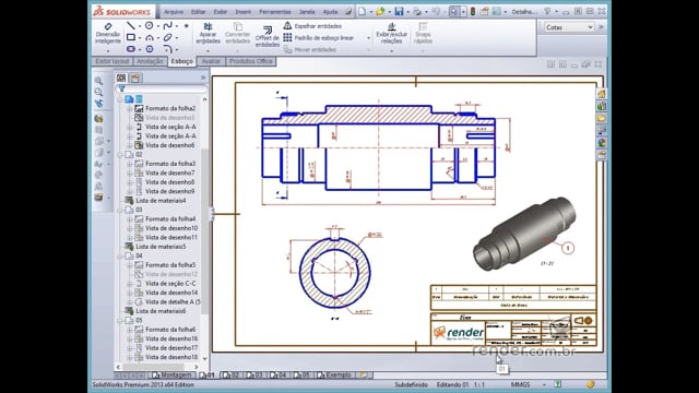 Curso SolidWorks 2013 - Detalhamento no Padrão ABNT | Render Cursos Online