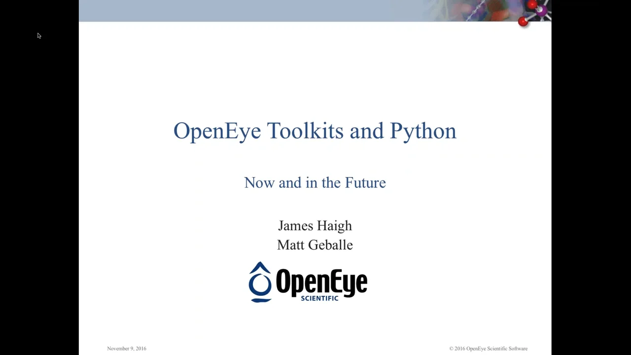 Webinar - OpenEye Toolkits and Python, Now and in the Future on Vimeo
