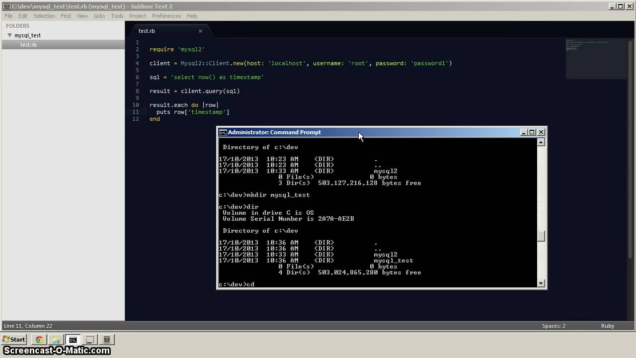 Rails on Windows, MySQL2 gem on Vimeo