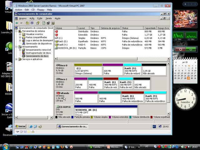 Windows 2003 - RAID 0 Striping, 1 Espelhamento e 5 Paridade - www.professorramos.com on Vimeo
