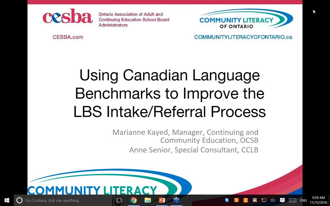 Using Canadian Language Benchmarks to Improve the LBS Intake_Referral ...