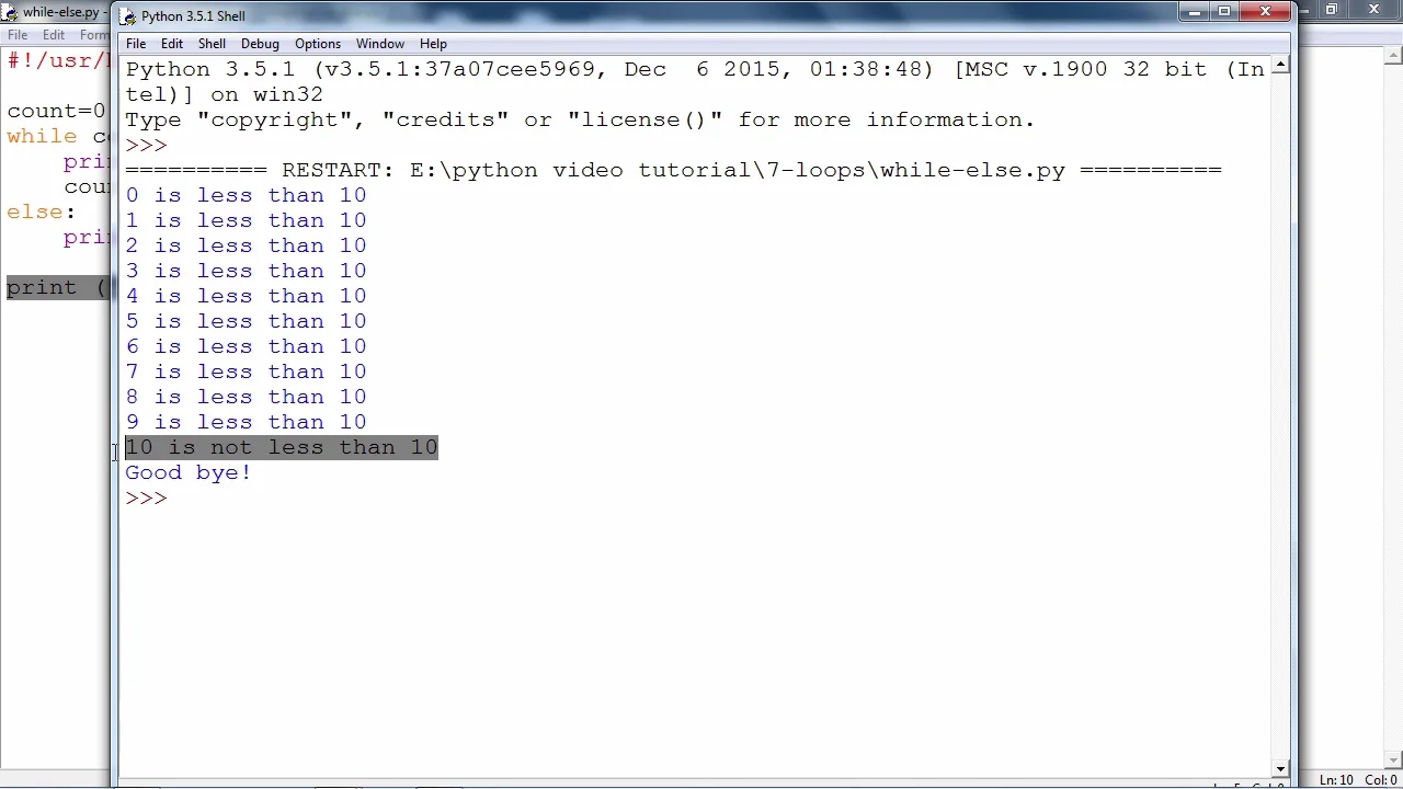 Python - While Loop else Statement on Vimeo