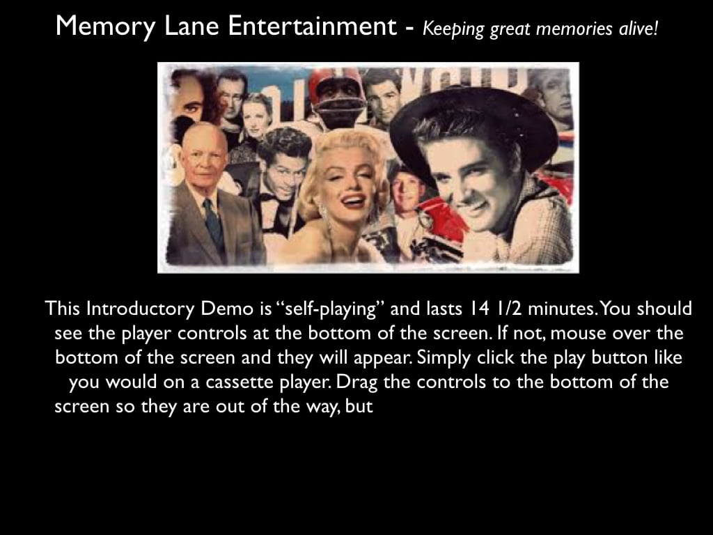 Memory Lane Shows Overview on Vimeo