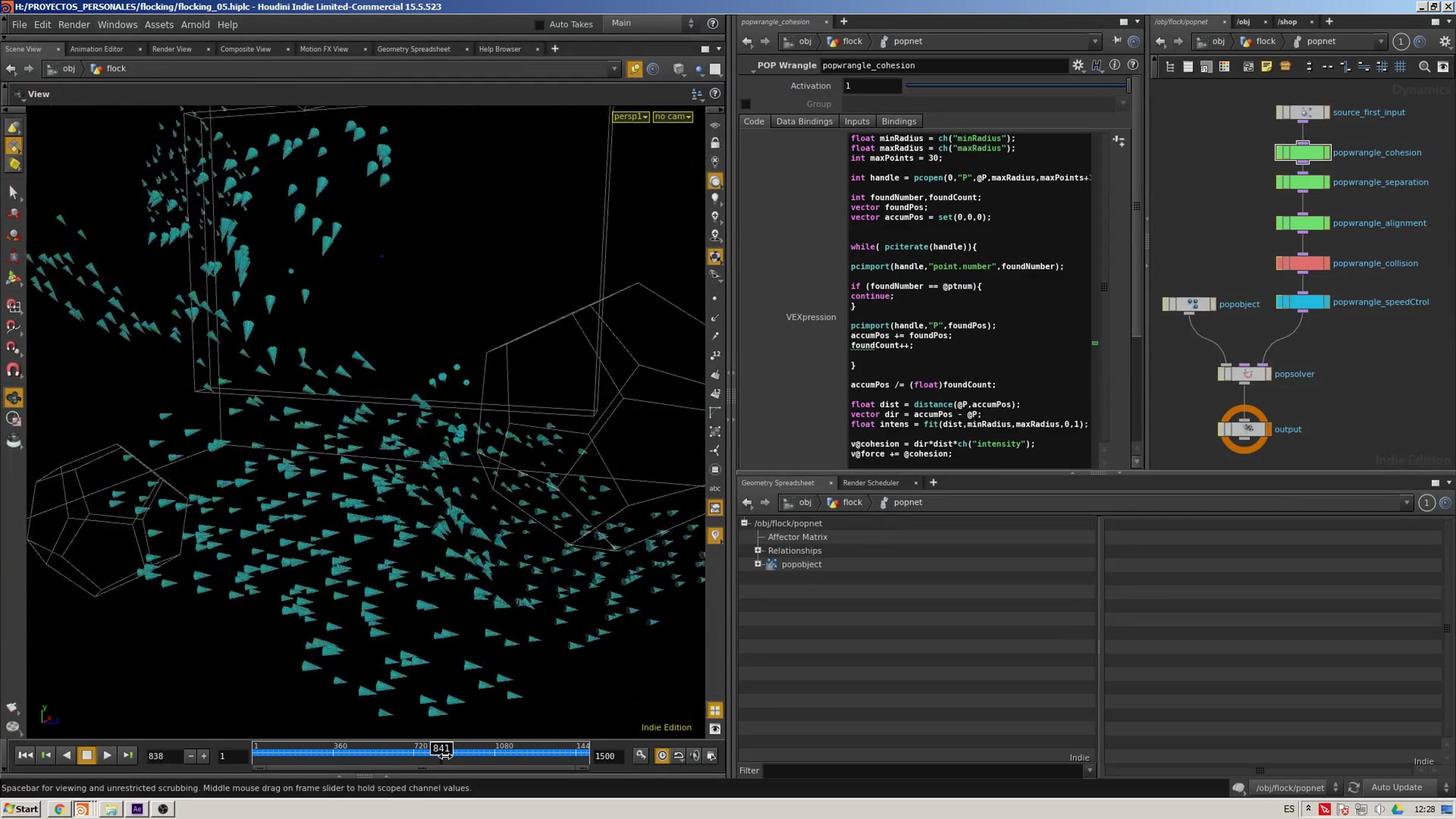 Houdini VEX flocking system