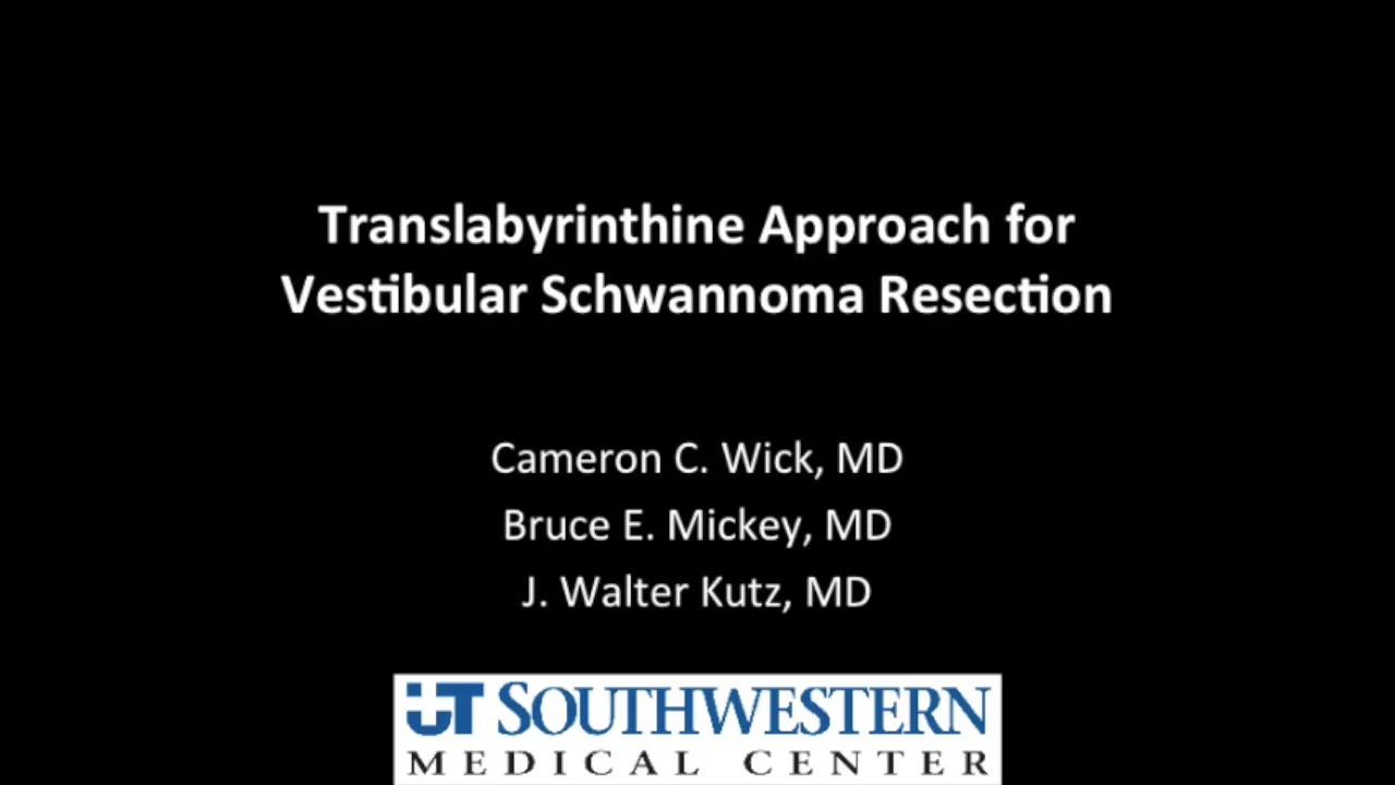 Translabyrinthine Approach for Vestibular Schwannoma Resection (IFOS ...