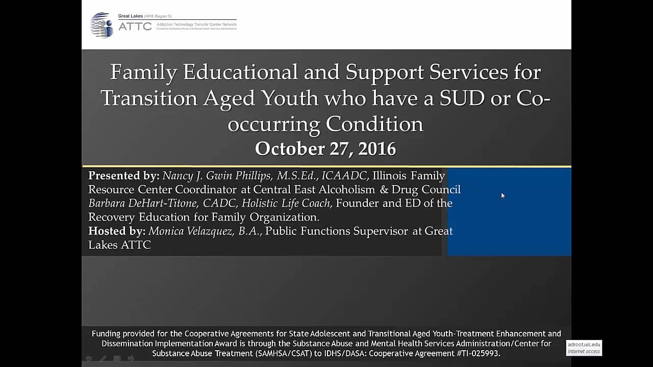 Family Educational and Support Services for Transitional Aged Youth who have a SUD or Co ...