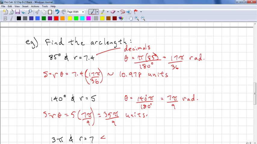 PreCalculus 12 Chp 6.2 - Angles in Standard Position and Arc Length on ...