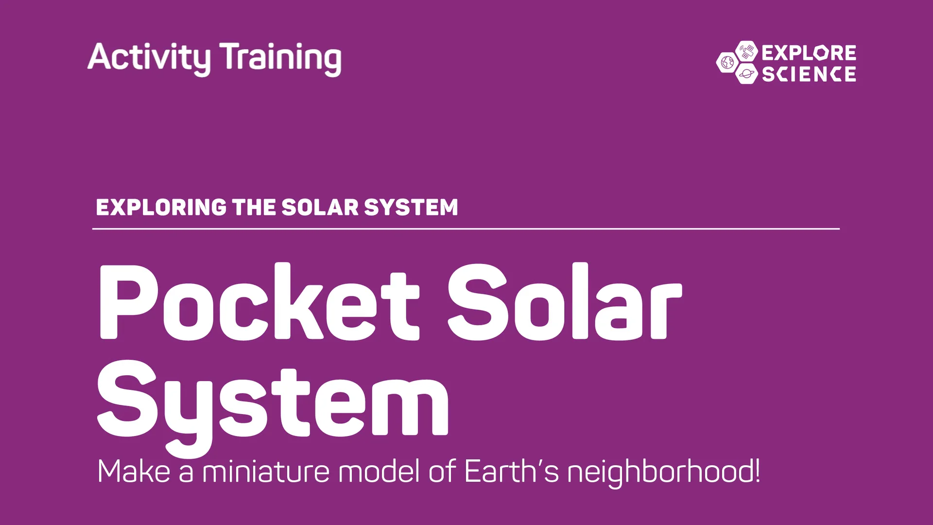Pocket Solar System Activity Training Video
