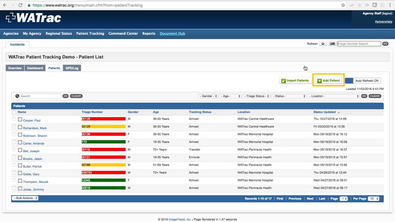 WATrac - Patient Tracking - Adding a Patient to an Incident on Vimeo