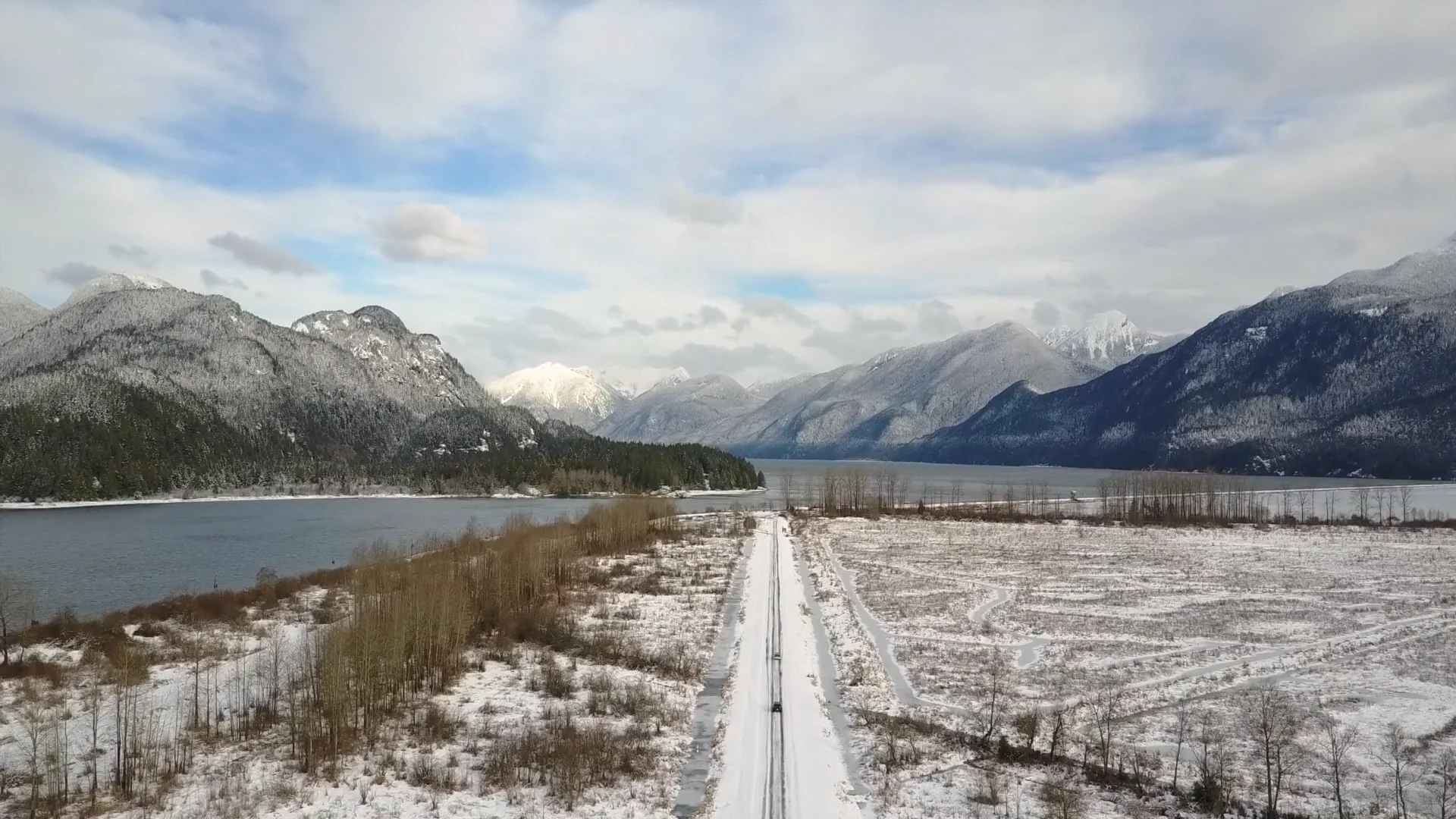 BC Video Library - Snowy Mountains, Icy Road, Pitt Lake, Golden Ears ...
