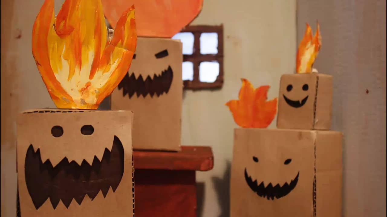 cardboard monsters on fire on Vimeo