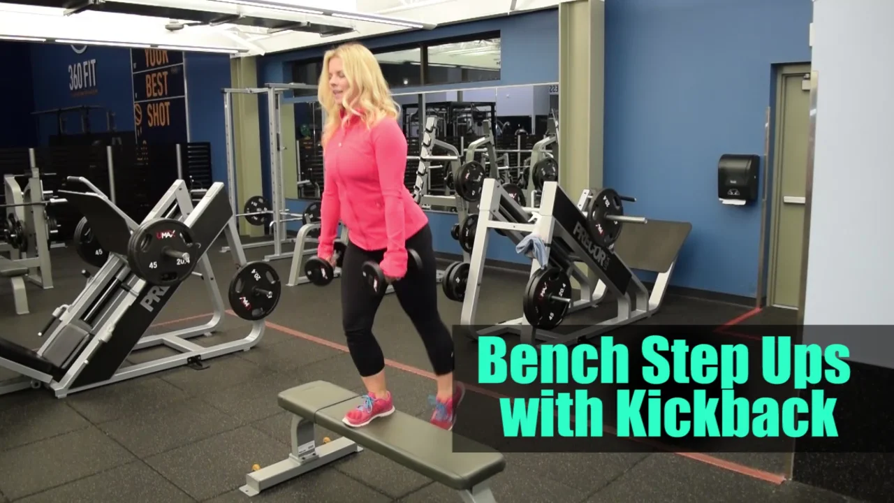 Bench Step ups with Kickback on Vimeo