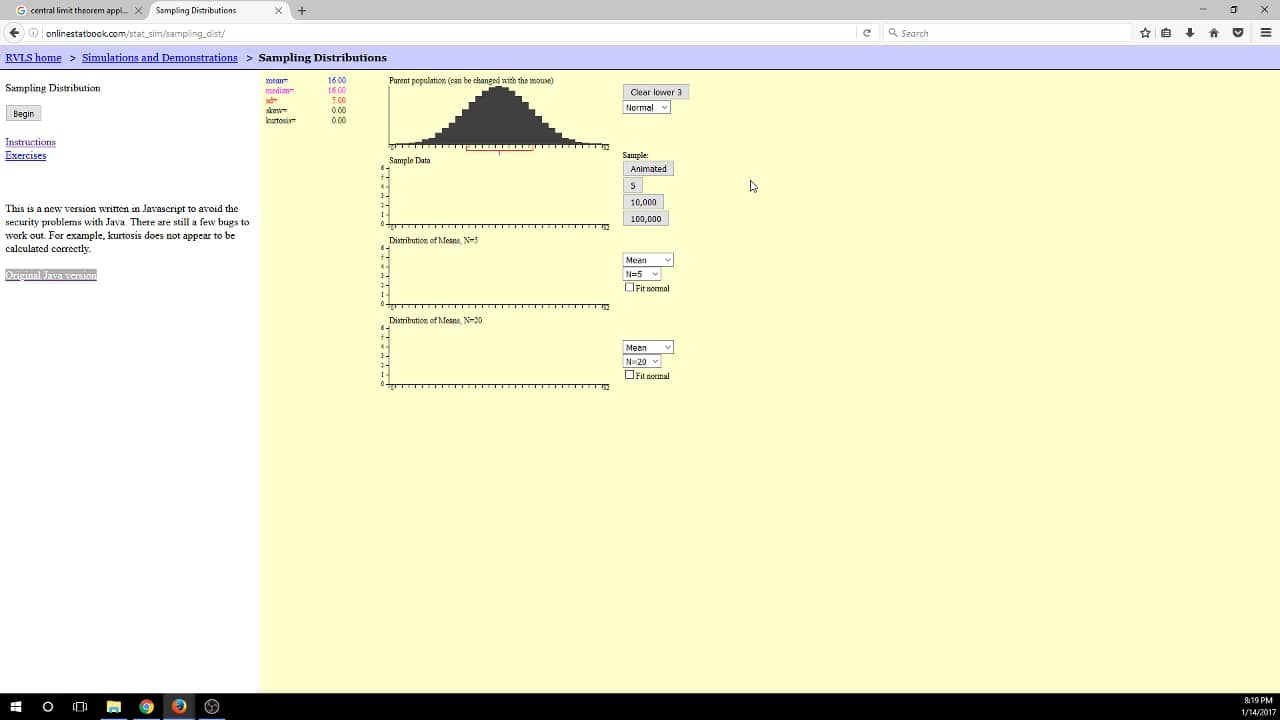 Statistics - Chapter 07 - Central Limit Theorem Applet on Vimeo