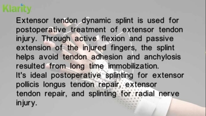 Klarity Extensor Tendon Dynamic Splint on Vimeo