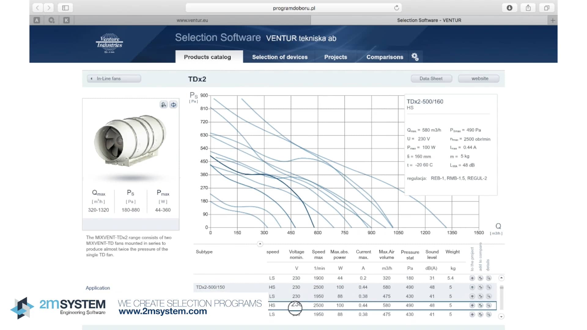 VENTUR FAN SELECT - Fan selection program designed by 2msystem.com on Vimeo