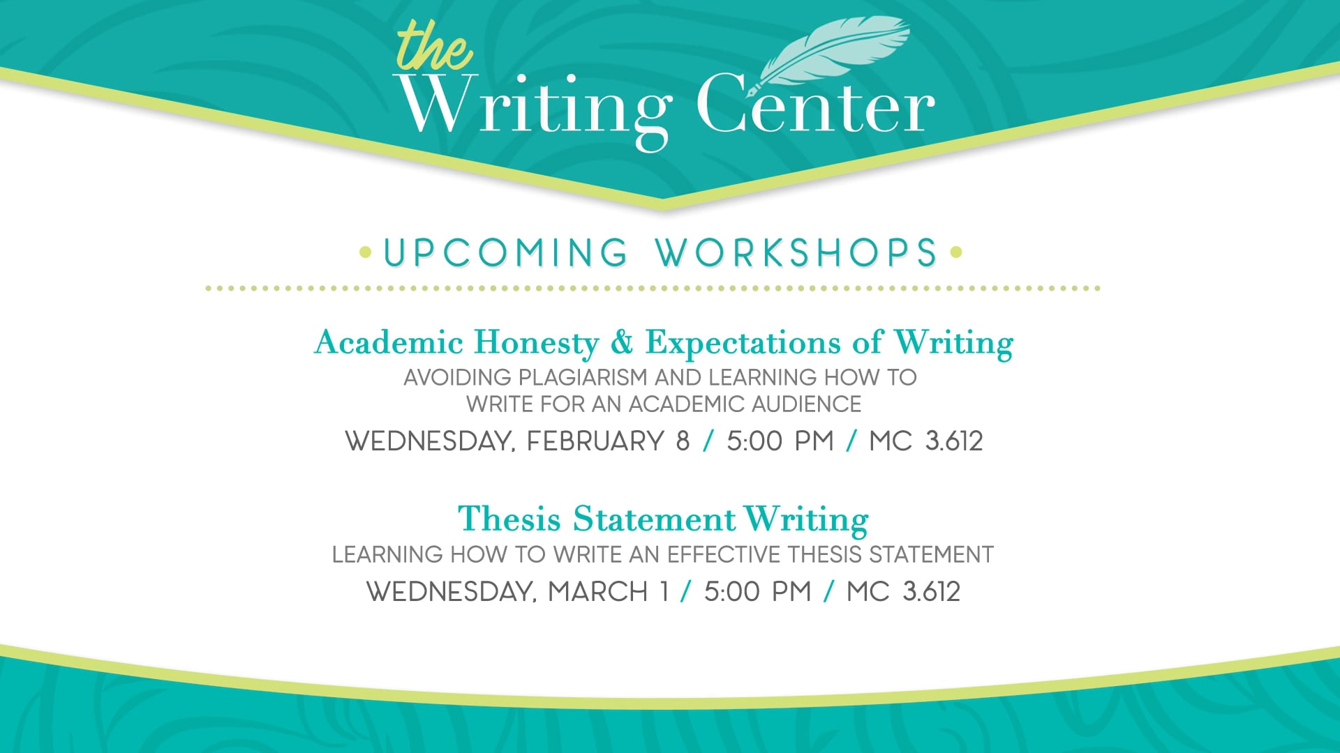Spring 2017 Writing Center Events on Vimeo