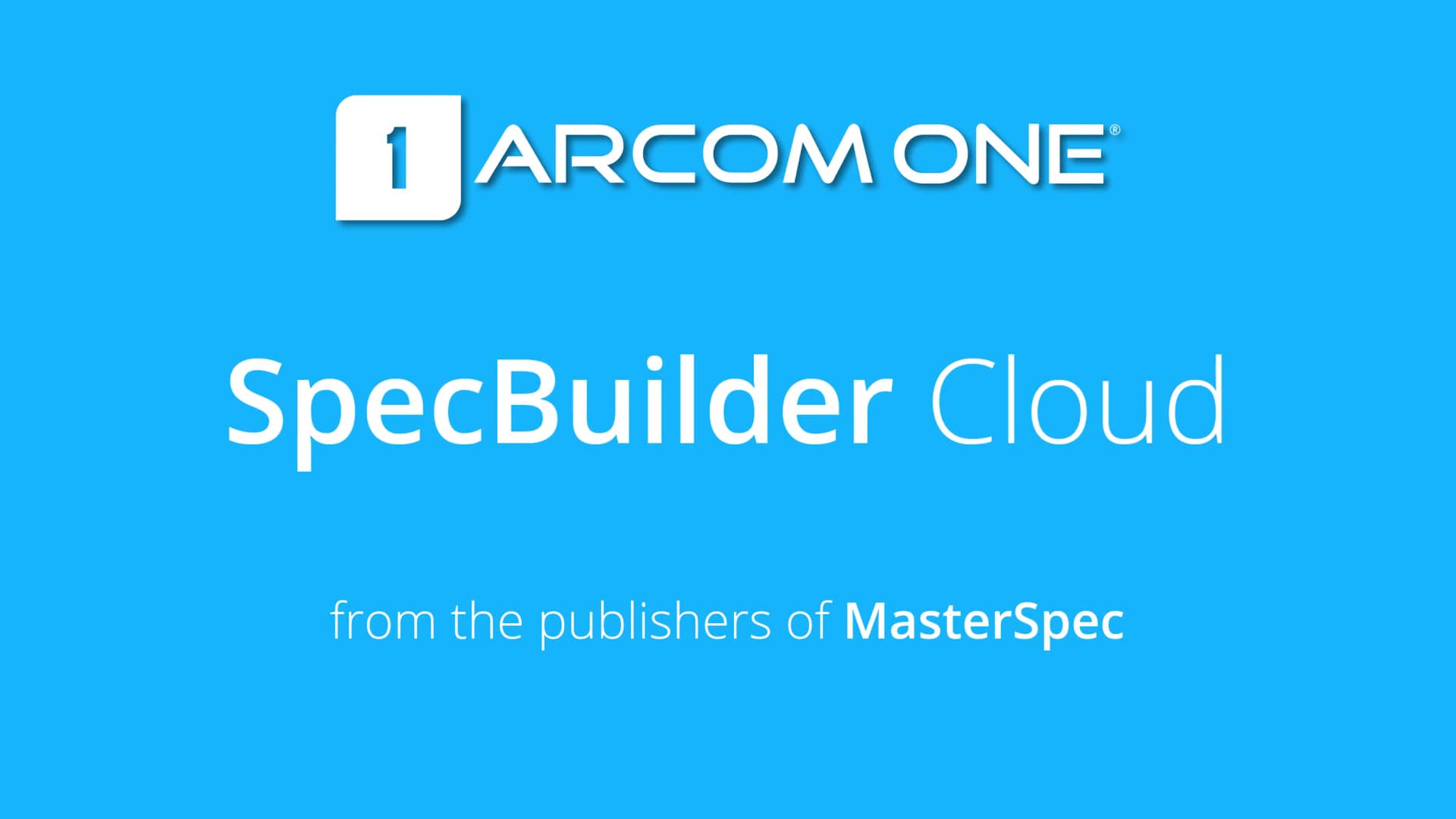 ARCOM ONE - SpecBuilder Cloud on Vimeo