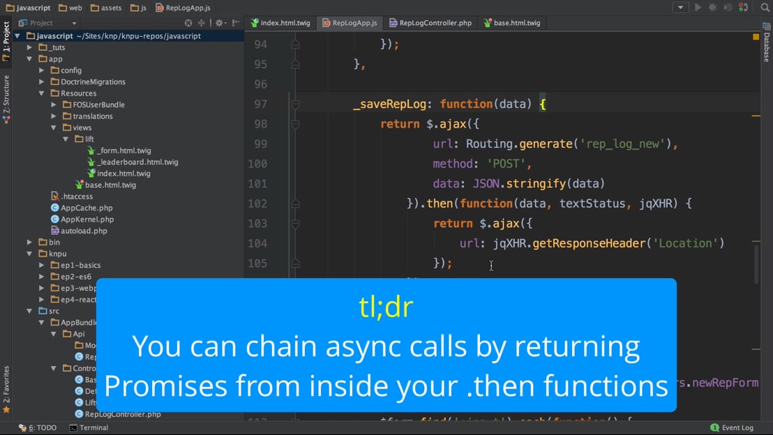 Promise Chaining Javascript For Php Geeks Symfonycasts