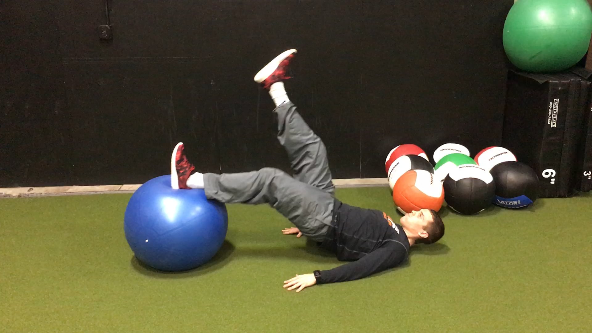 Single Leg (SL) Stability Ball (SB) Leg Curl on Vimeo