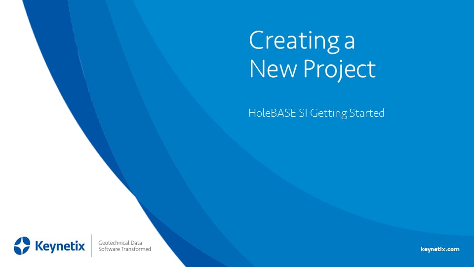 HoleBASE SI Getting Started - Creating a new project