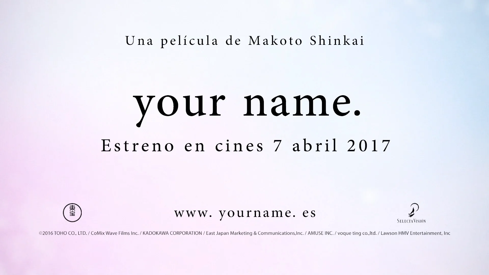 your name. (Trailer Castellano) on Vimeo