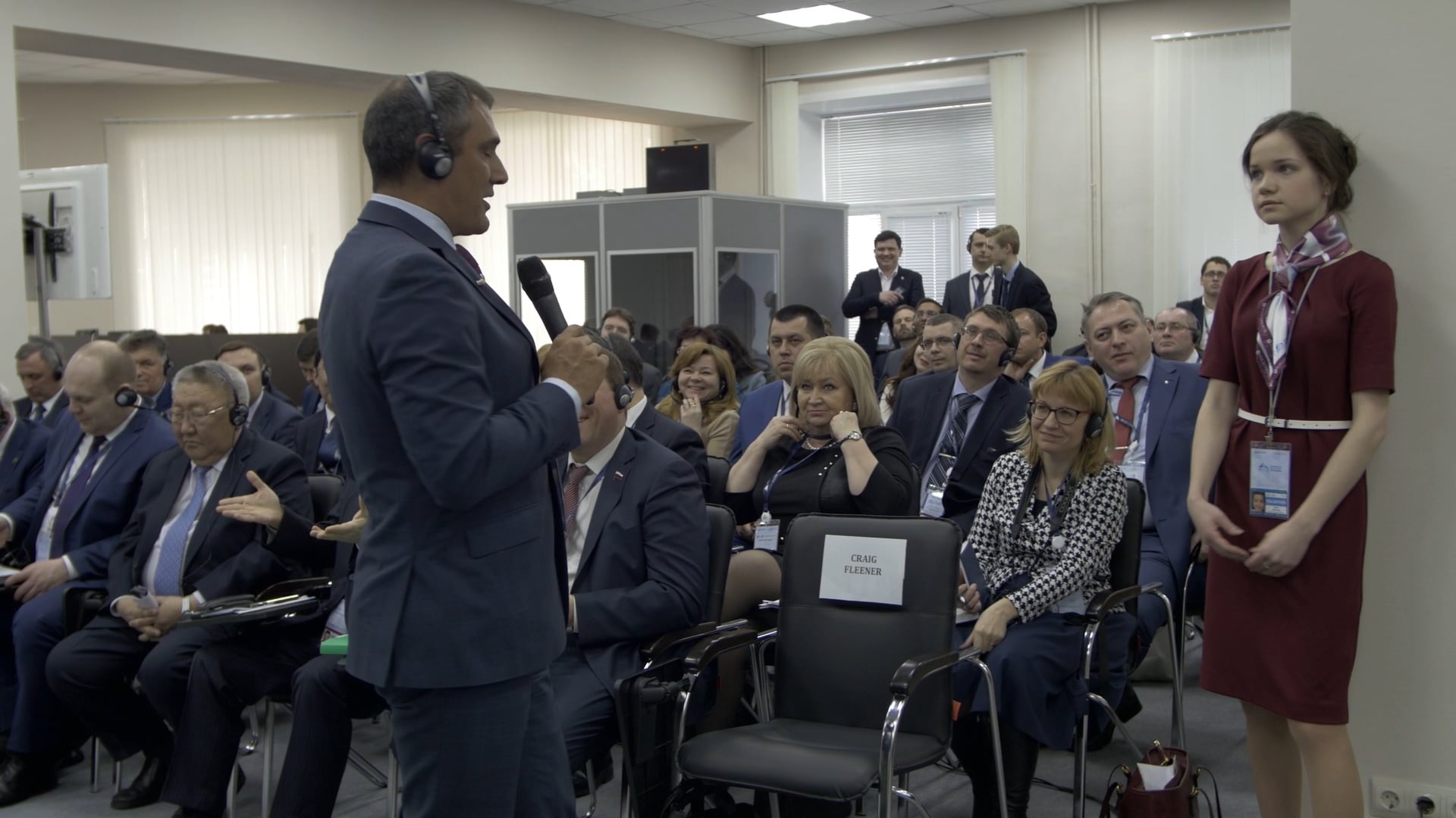 Craig Fleener speaks at the International Arctic Forum, Arkhangelsk ...