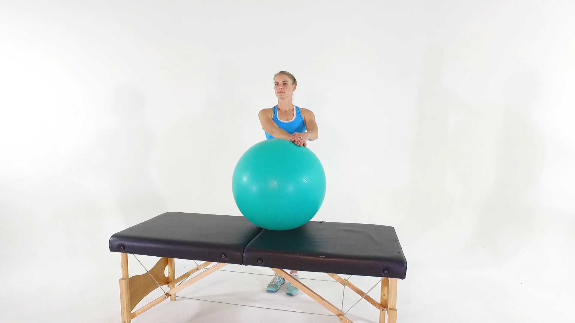 Standing Shoulder Horizontal Adduction with Swiss Ball on Vimeo