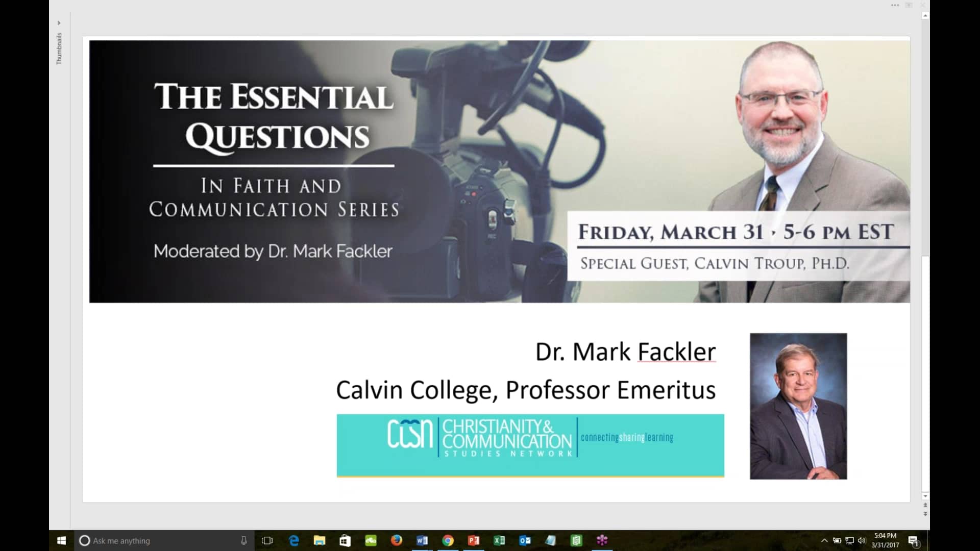 “Essential Questions in Faith and Communication Series, No. 17, Calvin ...