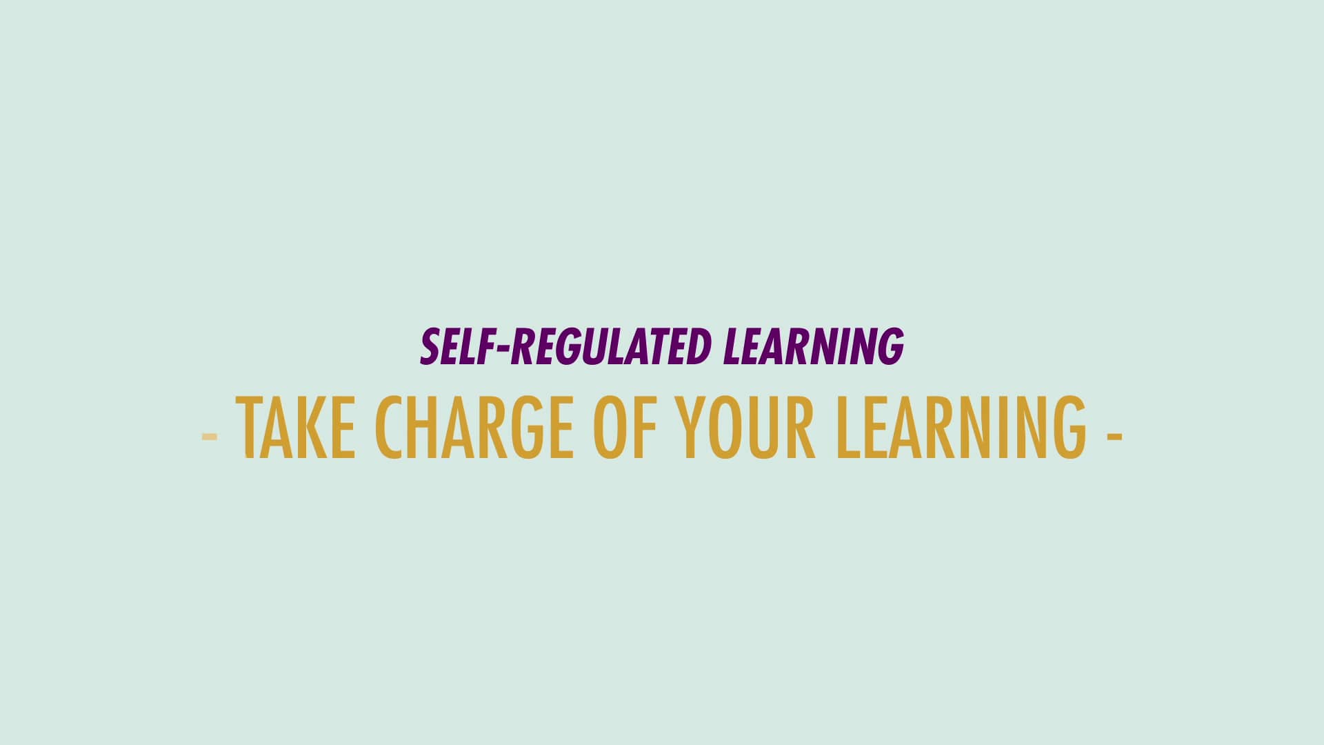 Self-Regulated Learning - Introduction on Vimeo