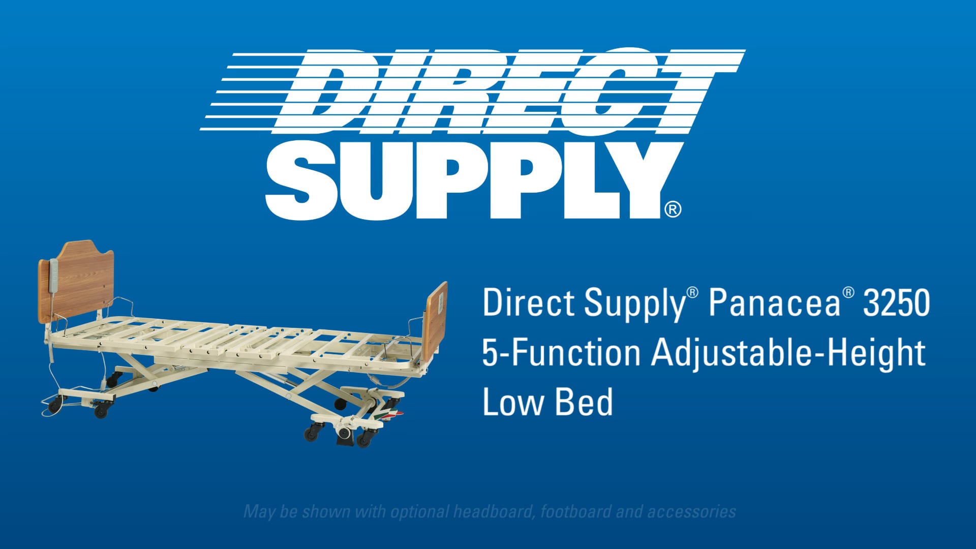 Direct Supply Panacea 3250 5-Function Adjustable-Height Low Bed on Vimeo
