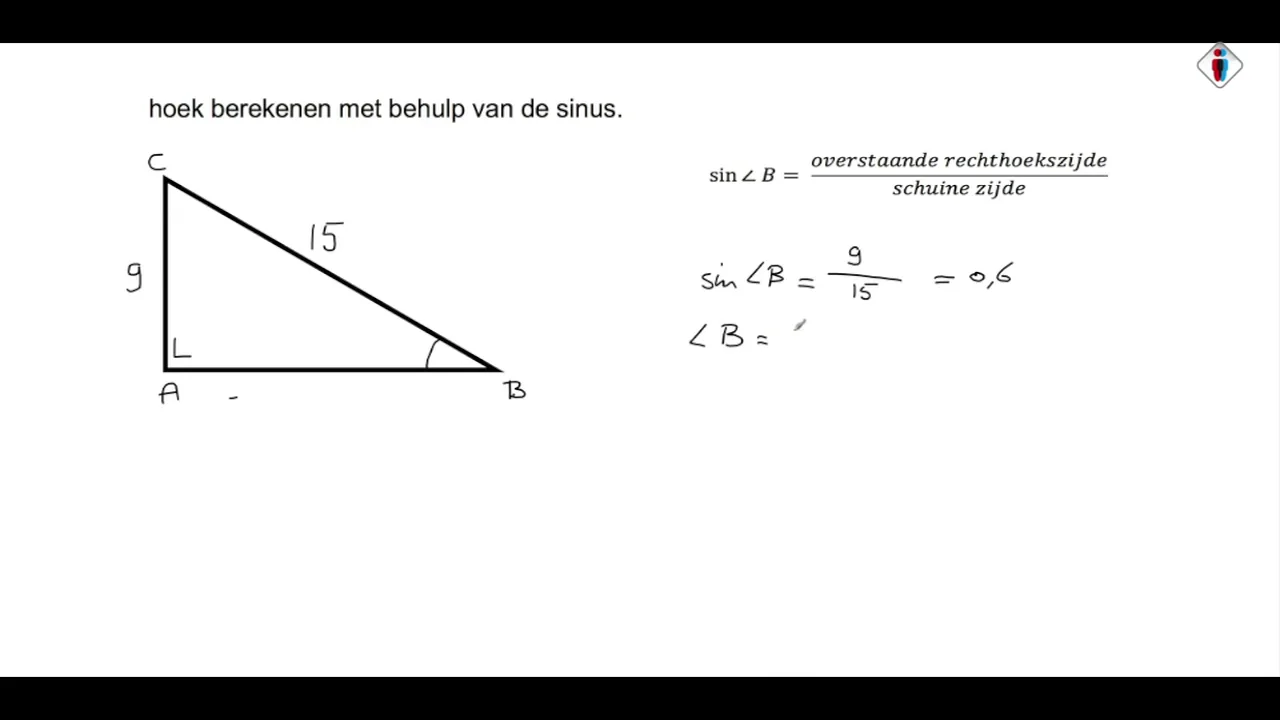 hoek berekenen met behulp van de sinus on Vimeo