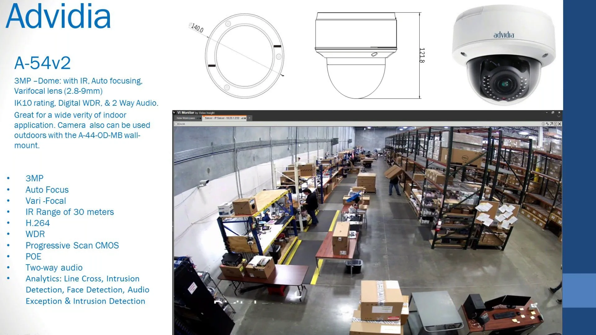 Advidia IP Network Cameras and Encoders Features and Benefits