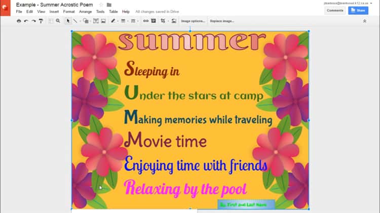 Acrostic Poem Examples Summer